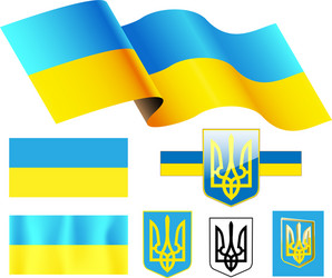 Yellow and blue ribbons wavy ukrainian flag Vector Image