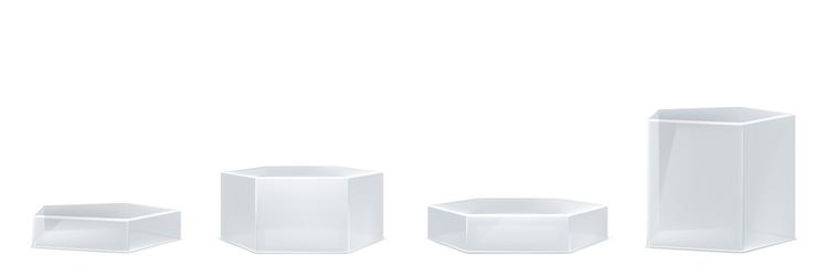 3d round and hexagon glass platforms Royalty Free Vector