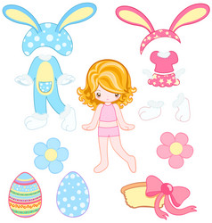 Paper doll clothes collection beautiful little Vector Image