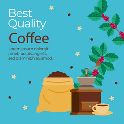 Flat design coffee plantation posts Royalty Free Vector