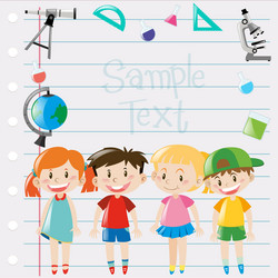 Kids paper craft happy creative children cut Vector Image