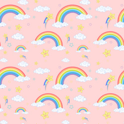 Seamless rainbow with cloud and star pattern Vector Image