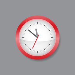 Red wall clock over white Royalty Free Vector Image