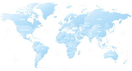 World map atlas colored political with blue Vector Image