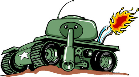 Back view cartoon us army tank Royalty Free Vector Image