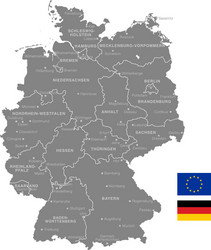 Grey political map germany Royalty Free Vector Image