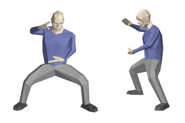 Standing low poly man isolated on white background