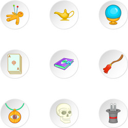 Magic icons set cartoon style Royalty Free Vector Image