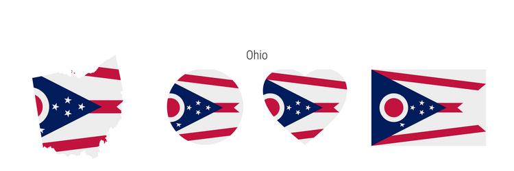 Ohio us state detailed flag map Royalty Free Vector Image