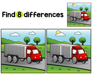 Off-road truck vehicle find the differences Vector Image
