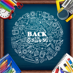 Back to school doodles in chalkboard background Vector Image