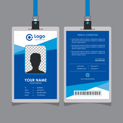 Simple blue id card design template Royalty Free Vector