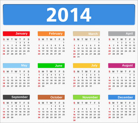 Ornate vintage calendar of 2014 year Royalty Free Vector