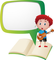 Border template with boys at night landscape Vector Image