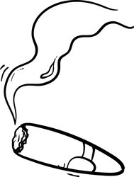 Hand drawn cartoon lit cigar with smoke isolated Vector Image