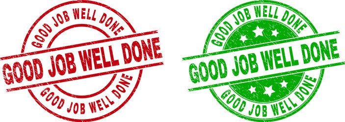 Well done ribbon round green sign Royalty Free Vector Image