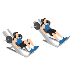 Woman doing machine hack squat exercise flat Vector Image