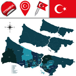 Districts of istanbul province close up detailed Vector Image