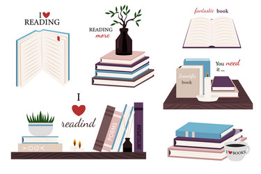 Reading emblems Royalty Free Vector Image - VectorStock