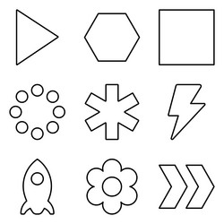 Simple shapes outline flat icon set isolated Vector Image
