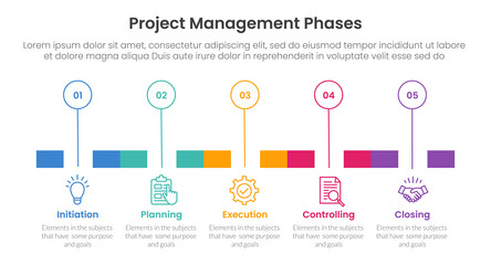 5 phase project management infographic template Vector Image