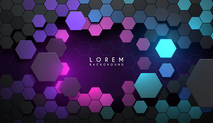 Abstract black hexagon tiles pattern horizontal Vector Image