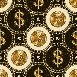 Hexagonal diagonal pattern with shiny gold dollar Vector Image