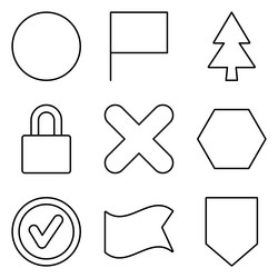 Simple shapes outline flat icon set isolated Vector Image