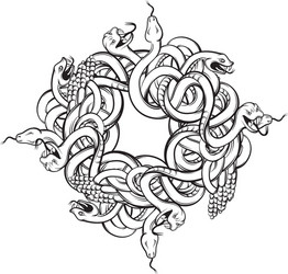 Hand drawn with bunch angry snakes artwork Vector Image