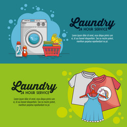 Laundry room with washing machine and clothes Vector Image