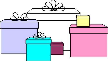 Simple graphic drawing of multicolored gift boxes Vector Image