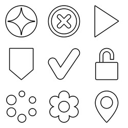 Simple shapes outline flat icon set isolated Vector Image