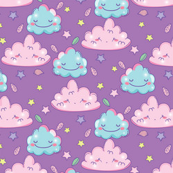 Happy fluffy cloud with stars background Vector Image