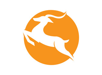 Deer run and jump logo design Royalty Free Vector Image