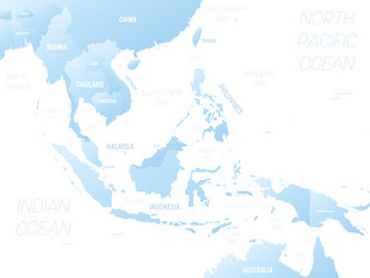 Southeast asia detailed political map with lables Vector Image