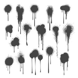 Dripping black oil blob set Royalty Free Vector Image