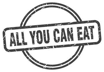 All you can eat stamp label round Royalty Free Vector Image