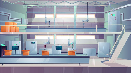 Factory robotized production line cartoon Vector Image
