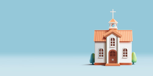 3d render church building icon white facade Vector Image