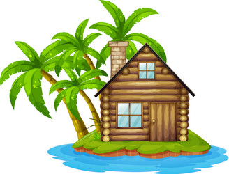 Cute exotic beach house standing on sand island Vector Image