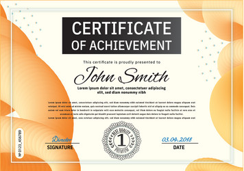 Official orange certificate with blue Royalty Free Vector