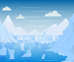 Cartoon winter landscape with ice and snow Vector Image