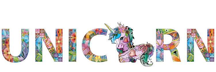 Word unicorn decorative entangle object Royalty Free Vector