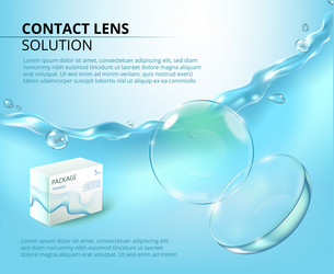 Ads template with realistic contact lens water Vector Image