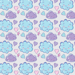 Happy fluffy cloud with stars background Vector Image