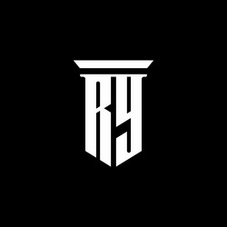 Ry logo monogram with negative space circle Vector Image