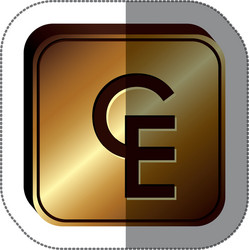 Sticker golden square with currency symbol Vector Image
