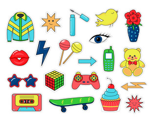 Retro nostalgic 90s clipart set Royalty Free Vector Image