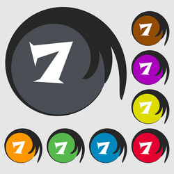 Number seven icon sign symbols on eight colored Vector Image