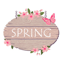 Wooden letters spring Royalty Free Vector Image